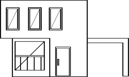 Outline of a modern house building Royalty Free Vector Image