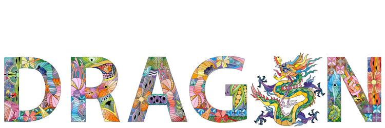 Word dragon for coloring entangle object Vector Image