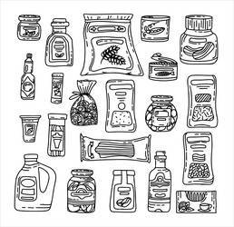 Doodle grocery store banner hand drawn Royalty Free Vector