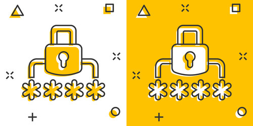Login icon in comic style password access cartoon Vector Image