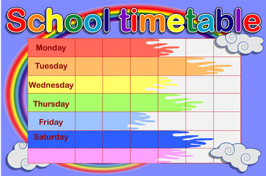 School timetable with paint cans Royalty Free Vector Image