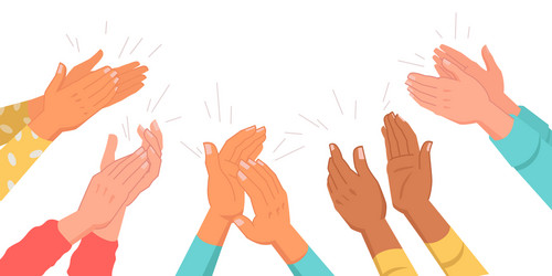 Human hands clapping applaud and hold thumbs up Vector Image