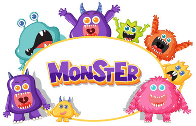 Cute happy monster friends standing next Vector Image
