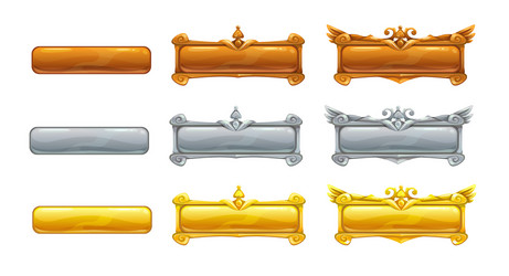 Metallic title banners set for epic game design Vector Image