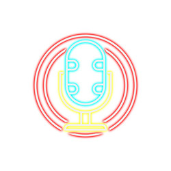 Neon mic Royalty Free Vector Image - VectorStock
