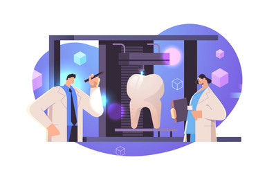 Tooth model printed on 3d bio printer medical Vector Image