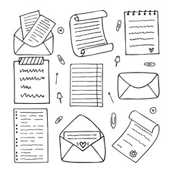Set of hand drawn paper notes notepapers Vector Image