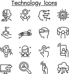 Innovation future technology icon set in thin Vector Image