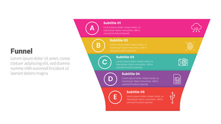 Funnel shape infographics template diagram Vector Image