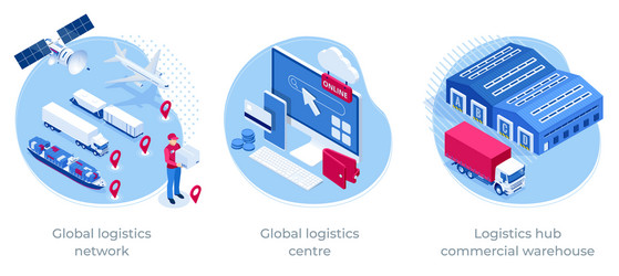 Isometric logistics and delivery concept Vector Image