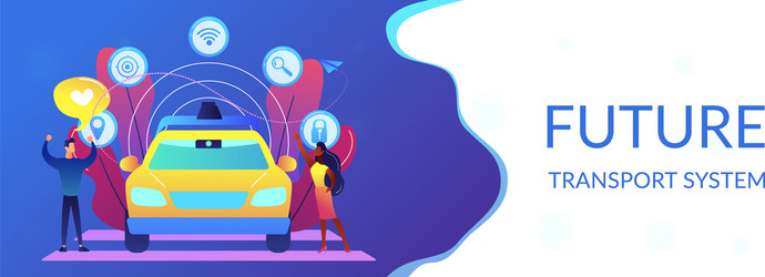 Autonomous car concept banner header Royalty Free Vector
