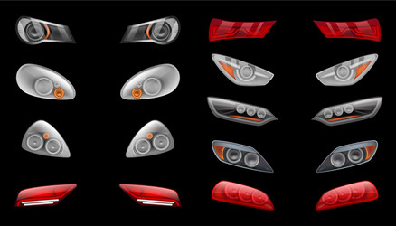 Red car headlights Royalty Free Vector Image - VectorStock