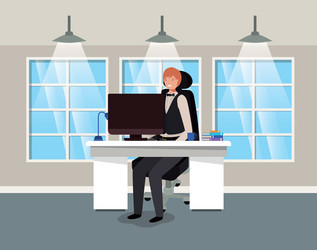 Modern office with businessman Royalty Free Vector Image