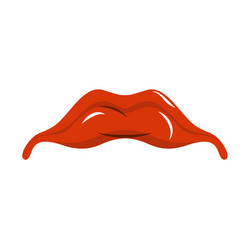 Sad mouth sorrowful red lips on white background Vector Image
