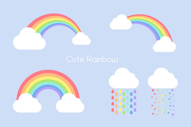 Clouds in the sky with a colorful rainbow across Vector Image