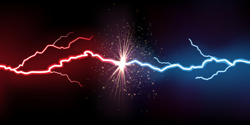 Electric lightning collision vs battle effect Vector Image
