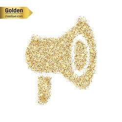 Gold glitter icon of megaphone isolated Royalty Free Vector
