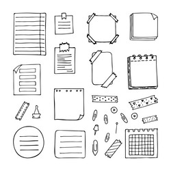 Set of hand drawn paper notes notepapers Vector Image