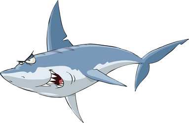 Cartoon Shark with Fierce Expression Royalty Free Vector