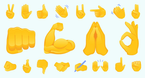 Hand emojis gestures icons set gesture Royalty Free Vector