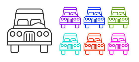 Black line car icon isolated on white background Vector Image