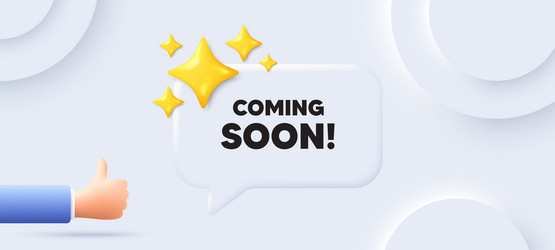 Coming soon tag promotion banner sign 3d speech Vector Image
