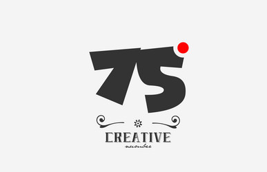 75 number logo with red white lines and dots Vector Image