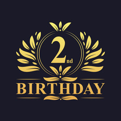 2nd birthday logo 2 years celebration Royalty Free Vector