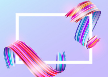 Colorful paint brush stroke with line frame Vector Image