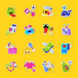 Premium bundle of text flat stickers Royalty Free Vector