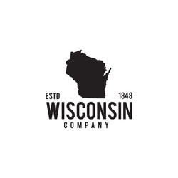 Wisconsin state map outline logo design Royalty Free Vector