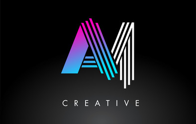 Am logo letter with black lines design line Vector Image