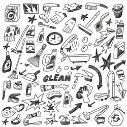 Cleaning house - doodles Royalty Free Vector Image