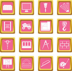 Construction icons pink Royalty Free Vector Image