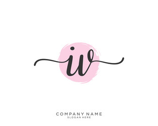 Iv initial handwriting logo design Royalty Free Vector Image