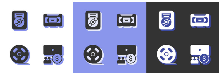 Set cinema auditorium with screen vhs video Vector Image