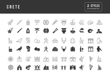 Set of simple icons crete Royalty Free Vector Image