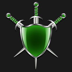 Shield with swords metal and three swords Vector Image