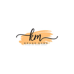Km signature logo - handwritten logo template Vector Image