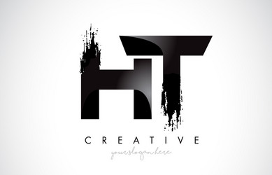 Ht letter design with brush stroke and modern 3d Vector Image