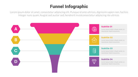 Funnel shape infographics template diagram Vector Image