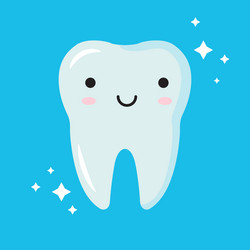 Cartoon flat of smiling white tooth Royalty Free Vector