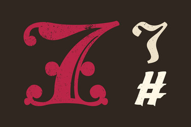 7 logo number seven medieval grunge gothic Vector Image