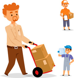 Delivery man boy service workers Royalty Free Vector Image