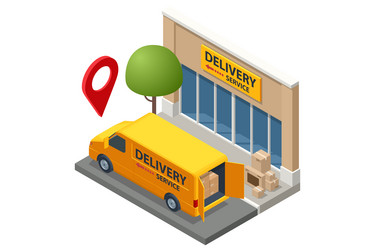 Isometric delivery van Royalty Free Vector Image