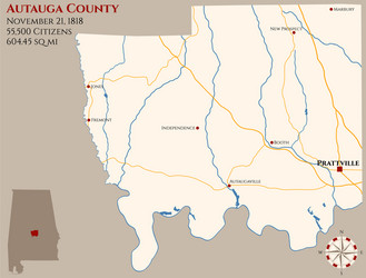 Map of autauga county in alabama Royalty Free Vector Image