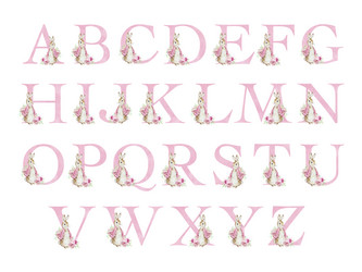 Cute cartoon pink font cotton texture alphabet Vector Image