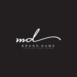 Md handwritten signature logo - logo template Vector Image