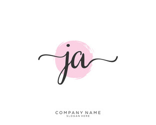 Ja initial handwriting logo design Royalty Free Vector Image