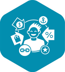 Happy client icon simple style Royalty Free Vector Image